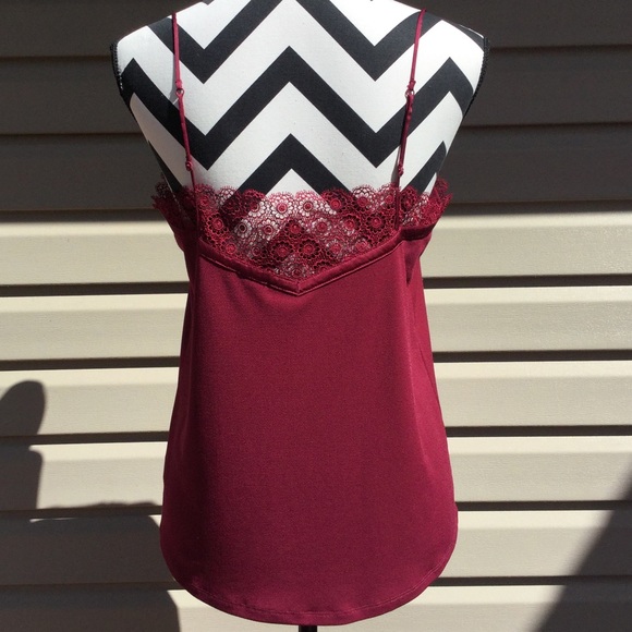 Express | Tops | New Express Maroon Lace Trim Cami | Poshmark